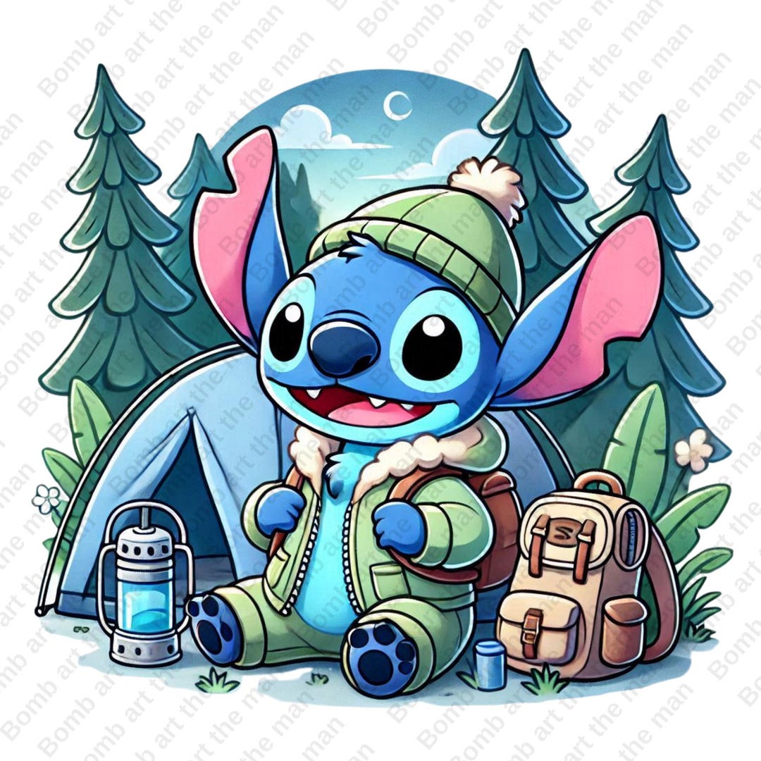 Stitch Camping Clipart, Cute Stitch Png, Cute Cartoon Character ...