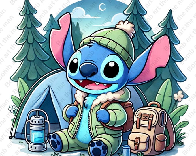 Cute Stitch Clipart, Stitch Png, Cute Cartoon Character, Transparent Design, Instant Download ...