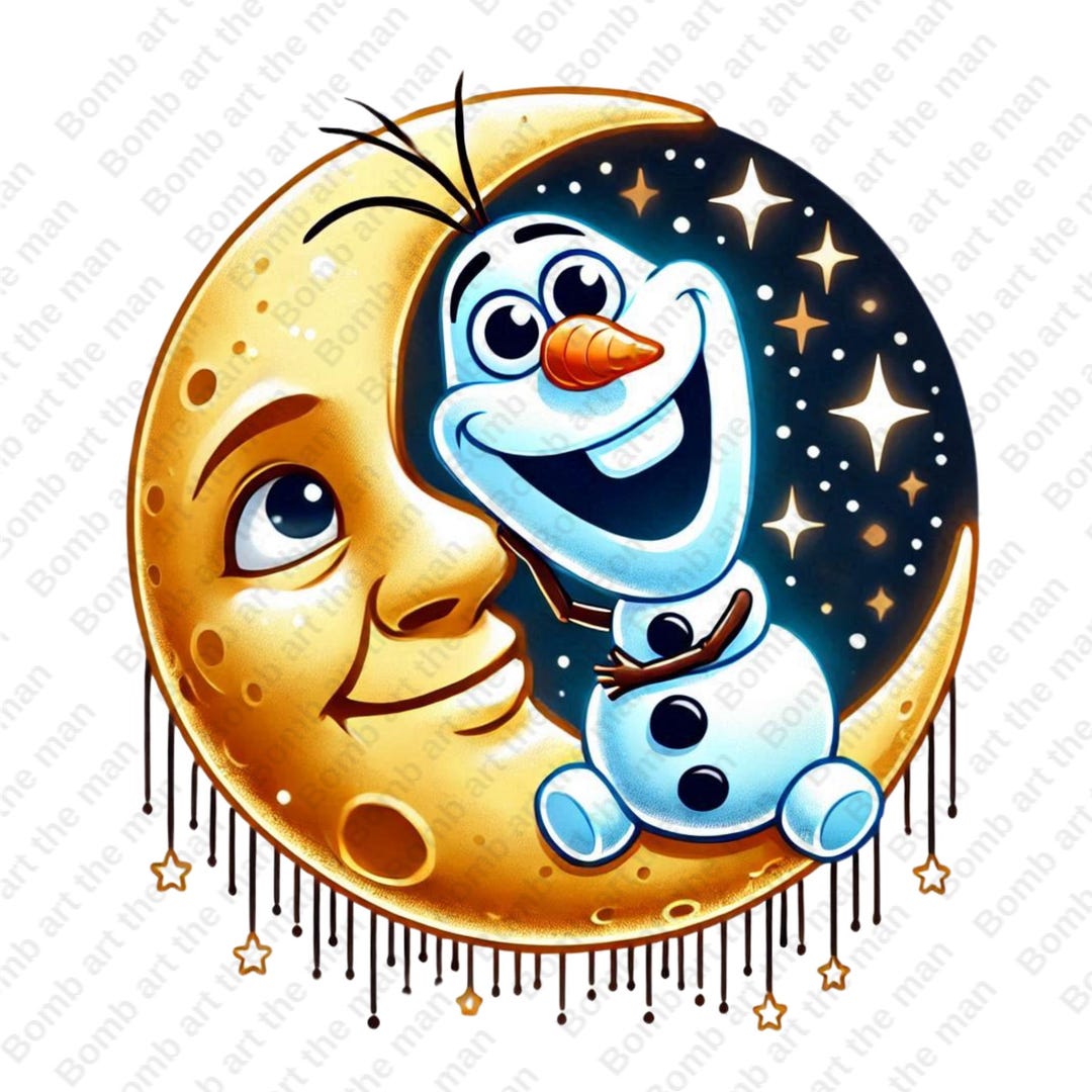 Olaf on the Moon Clipart, Cute Olaf Png, Frozen Clipart, Transparent ...