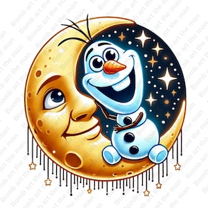Olaf on the Moon Clipart, Cute Olaf Png, Frozen Clipart, Transparent ...