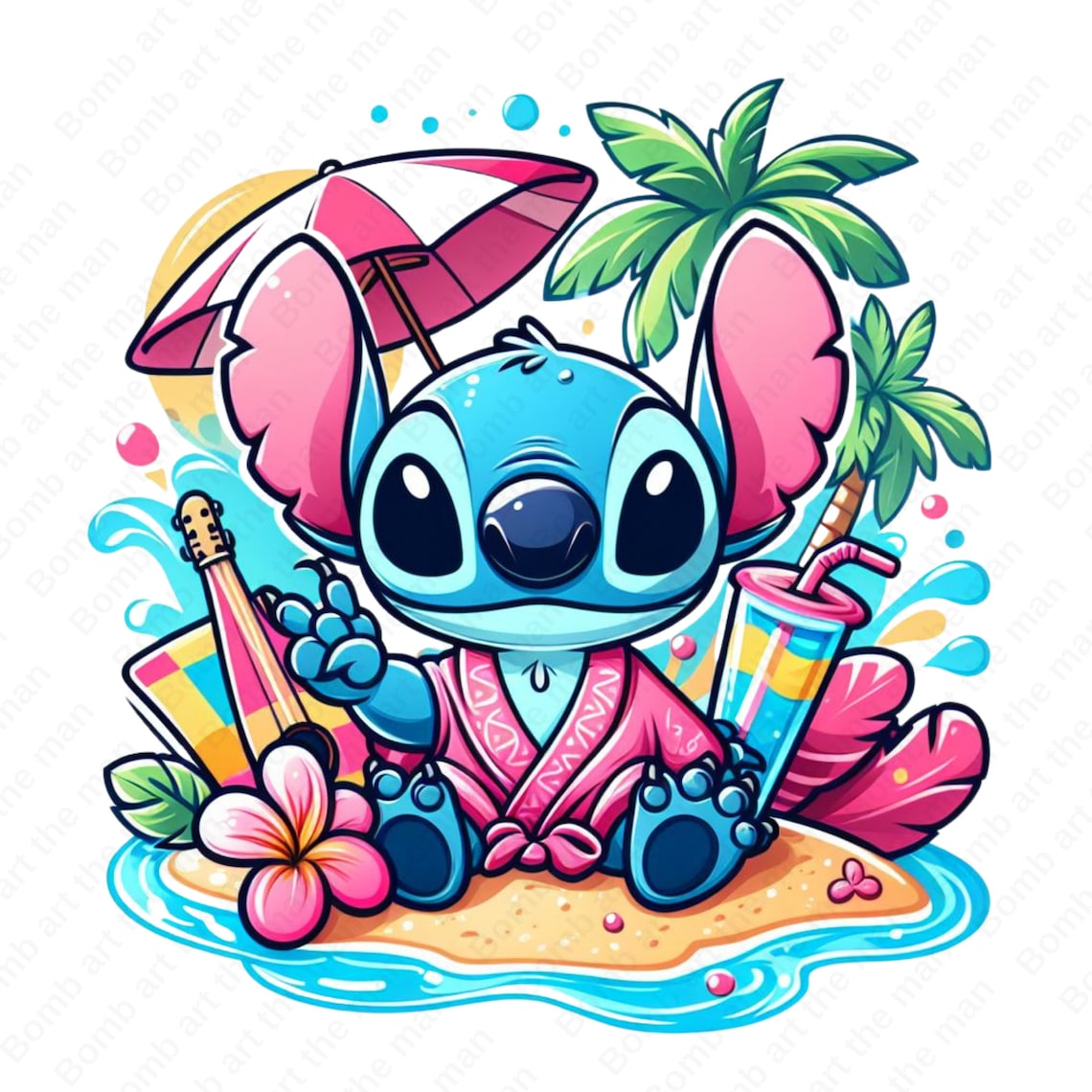 Imágenes prediseñadas de verano de Stitch, lindo Stitch PNG, imágenes ...