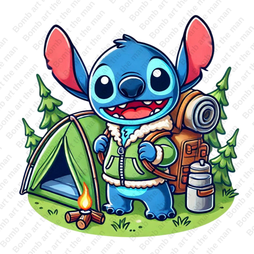 Stitch Camping Clipart, Cute Stitch Png, Cute Cartoon Character ...