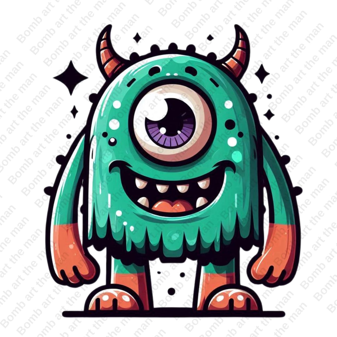 Cute Monster Clipart, Monster Png, Transparent Design, Instant Download ...