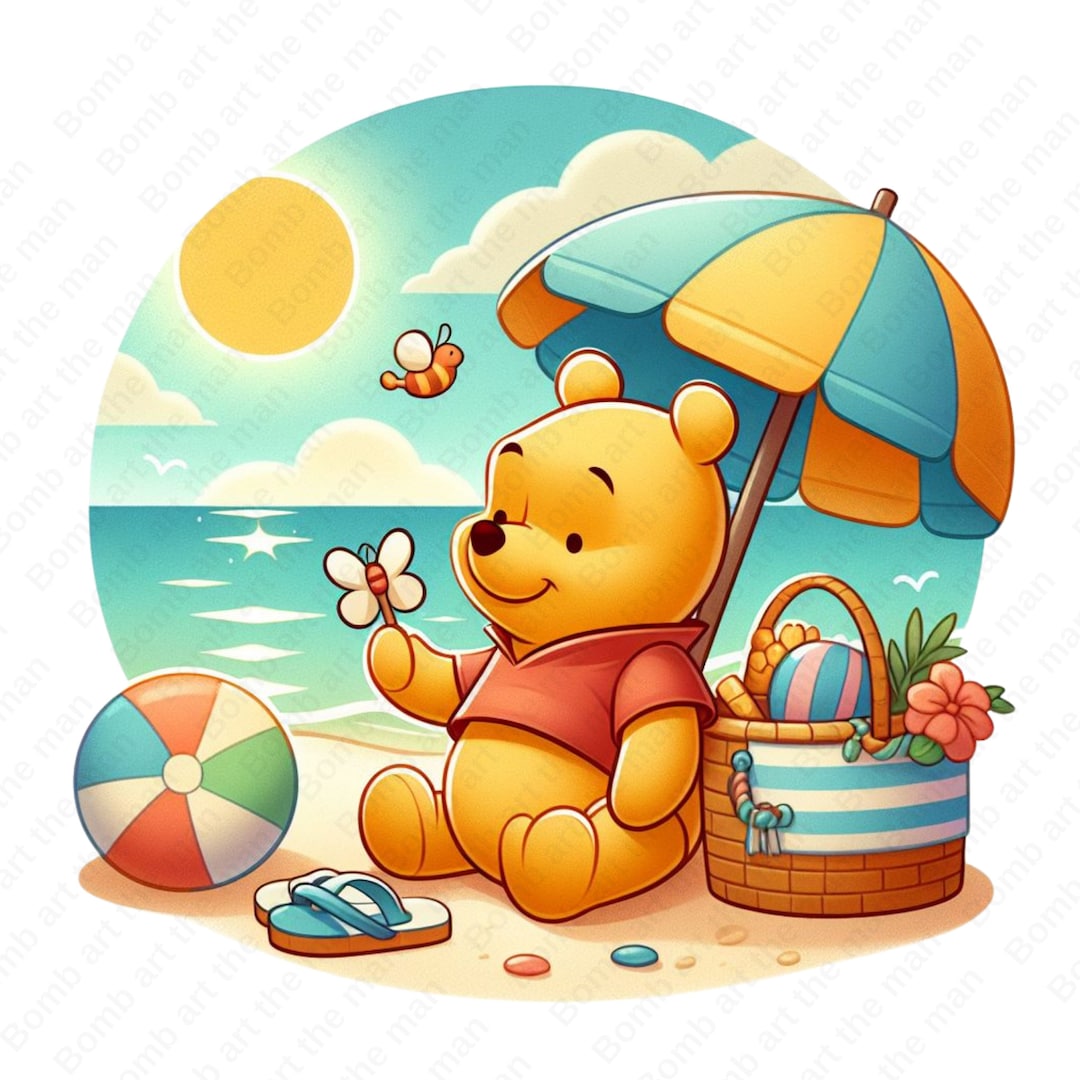 Winnie the Pooh Summer Clipart, Winnie the Pooh Png, Cartoon Holiday ...