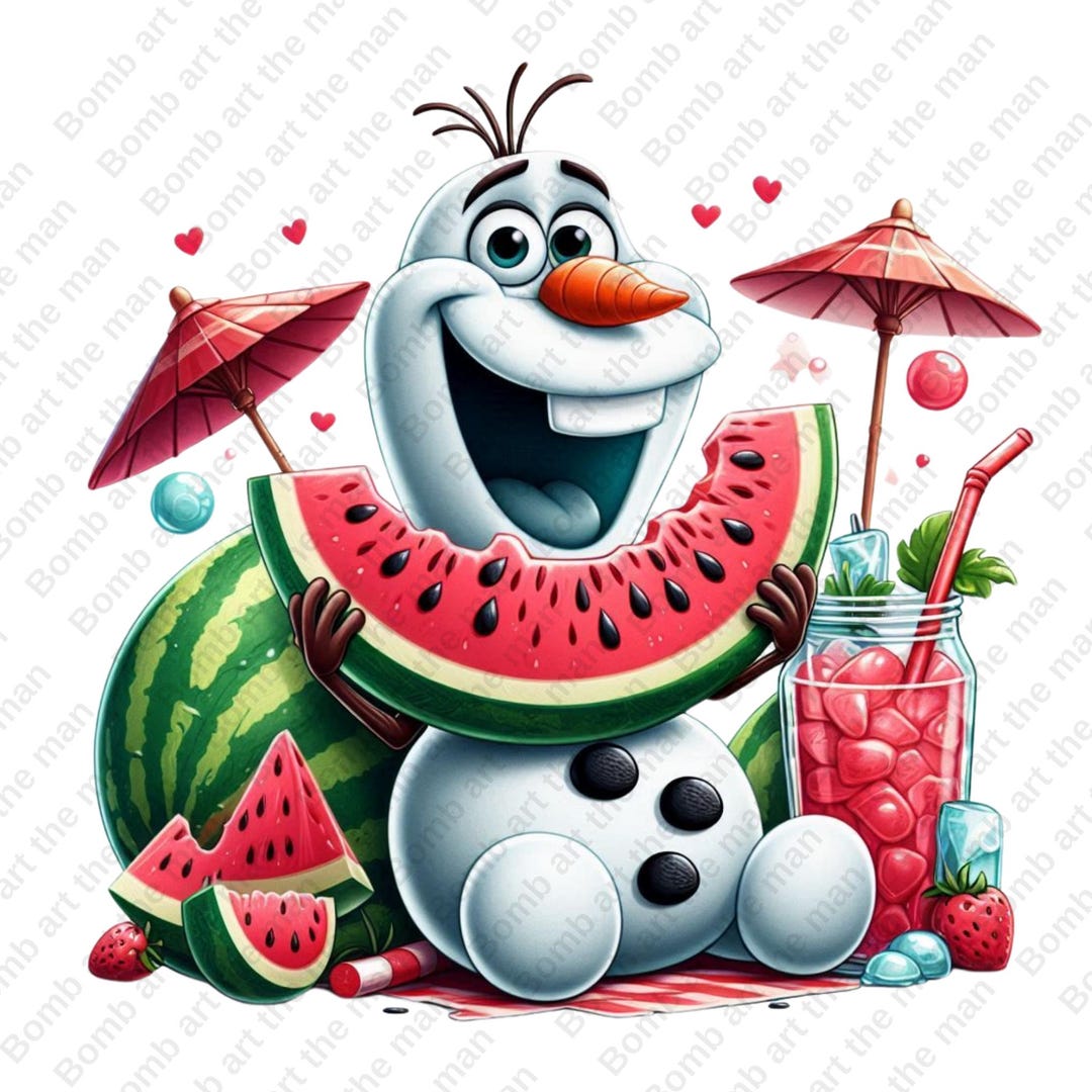 Olaf Funny Clipart, Olaf Eating Watermelon, Cute Summer Clipart, Frozen ...