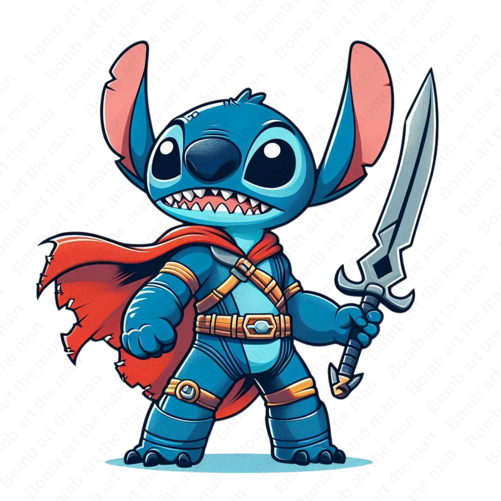 Buy Hero Stitch Clipart, Stitch Png, Cute Cartoon Character ...
