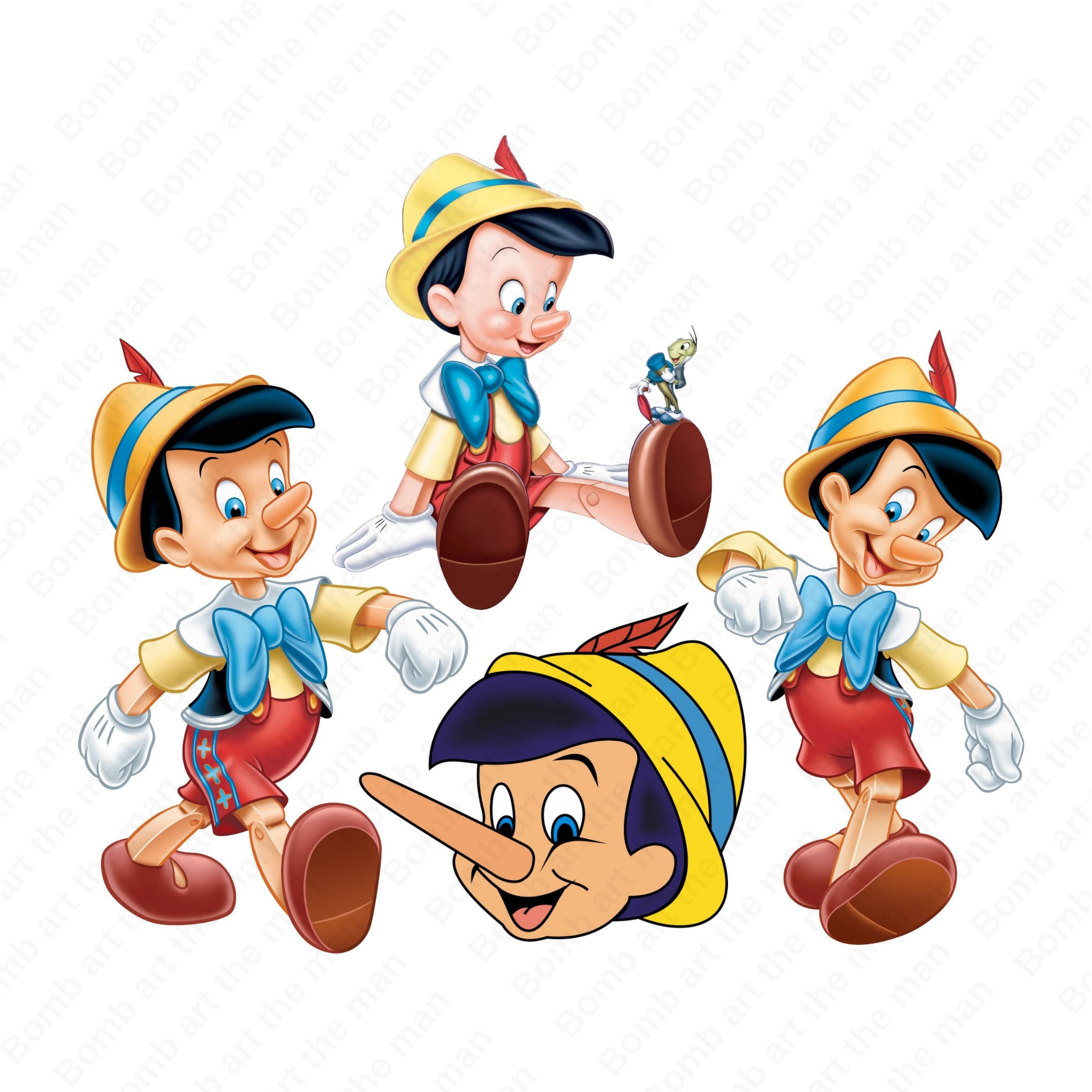 Pinocchio Png Bundle, Pinocchio Clipart Set, 4 Pcs Pinocchio Images ...