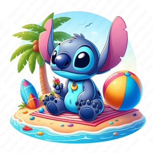 Stitch Summer Clipart, Cute Stitch Png, Transparent Design, Instant ...