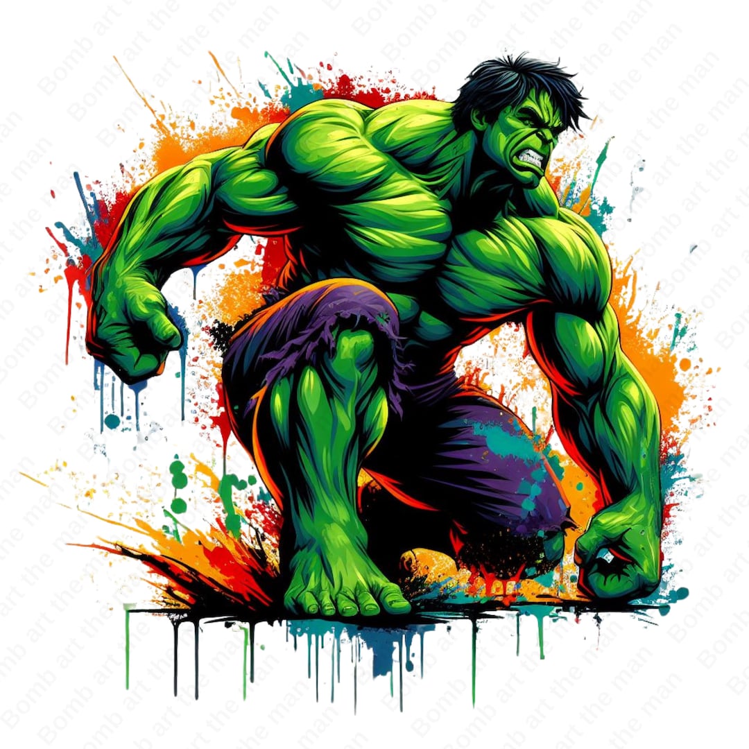 Hulk Clipart, Hulk Png, Super Hero Png, Hulk Splash Design, Instant ...