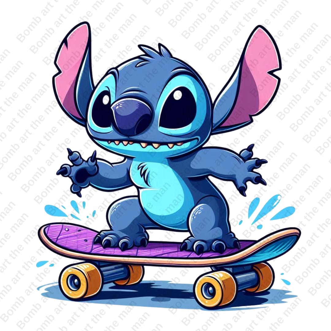 Cute Stitch Clipart, Skateboard Riding Stitch, Transparent Design ...