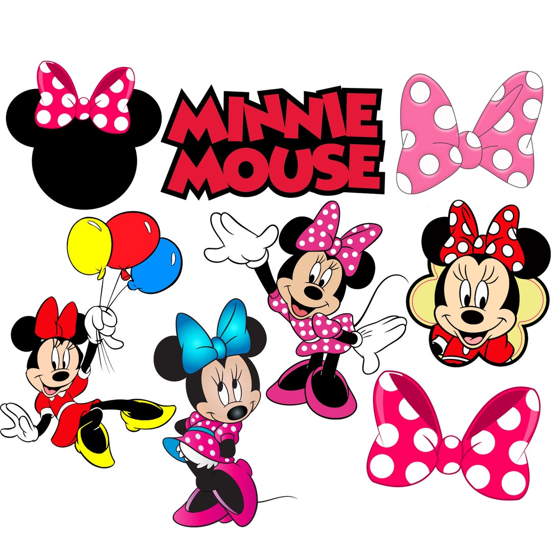 Minnie Mouse Png Bundle, Minnie Mouse Clipart Set, Printable Design ...