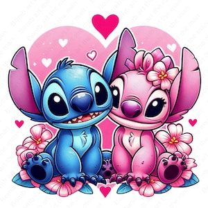 Stitch and Angel Png, Stitch and Angel Clipart, Stitch Love Design ...