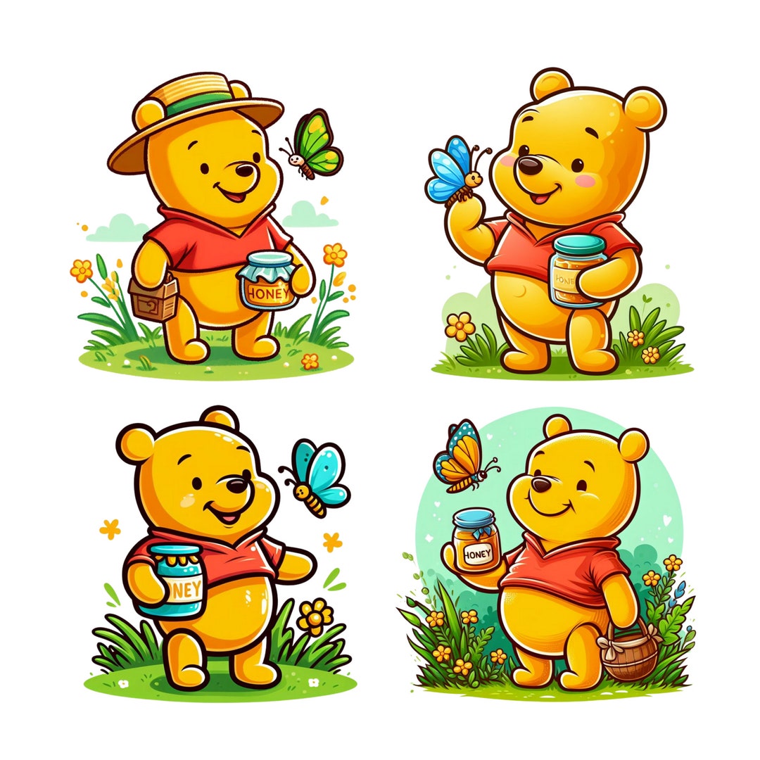 Winnie the Pooh Png Bundle, Winnie the Pooh Pocket, 4 Pcs, Transparent ...