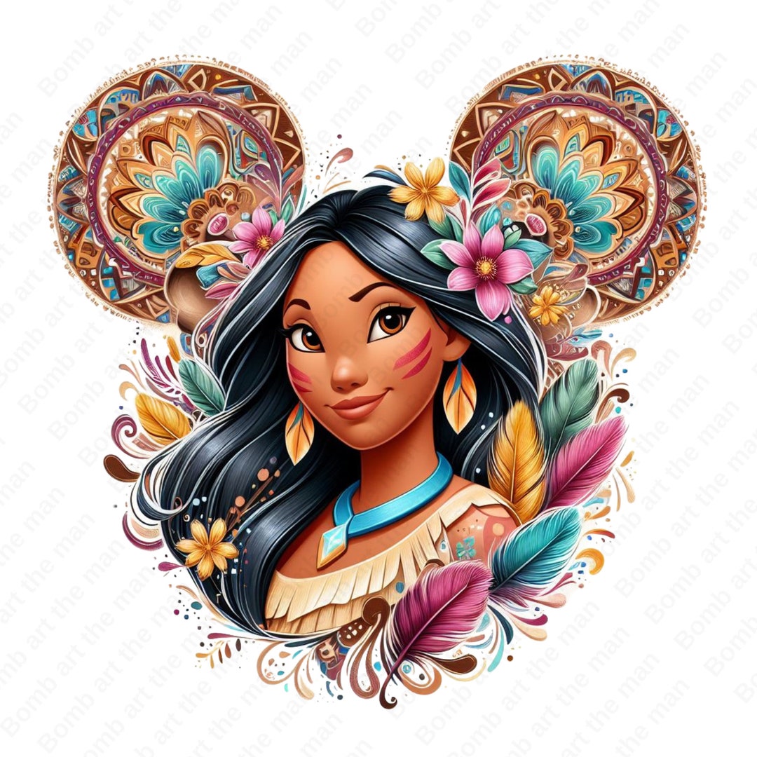 Princess Pocahontas Clipart, Princess Pocahontas Png, Mouse Ear Design ...