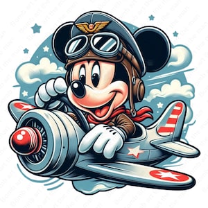 Mickey Mouse Airplane Pillot Clipart, Cute Mickey Png, Mickey Mouse Png ...