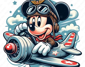 Mickey Mouse Airplane Pillot Clipart, Cute Mickey Png, Mickey Mouse Png ...