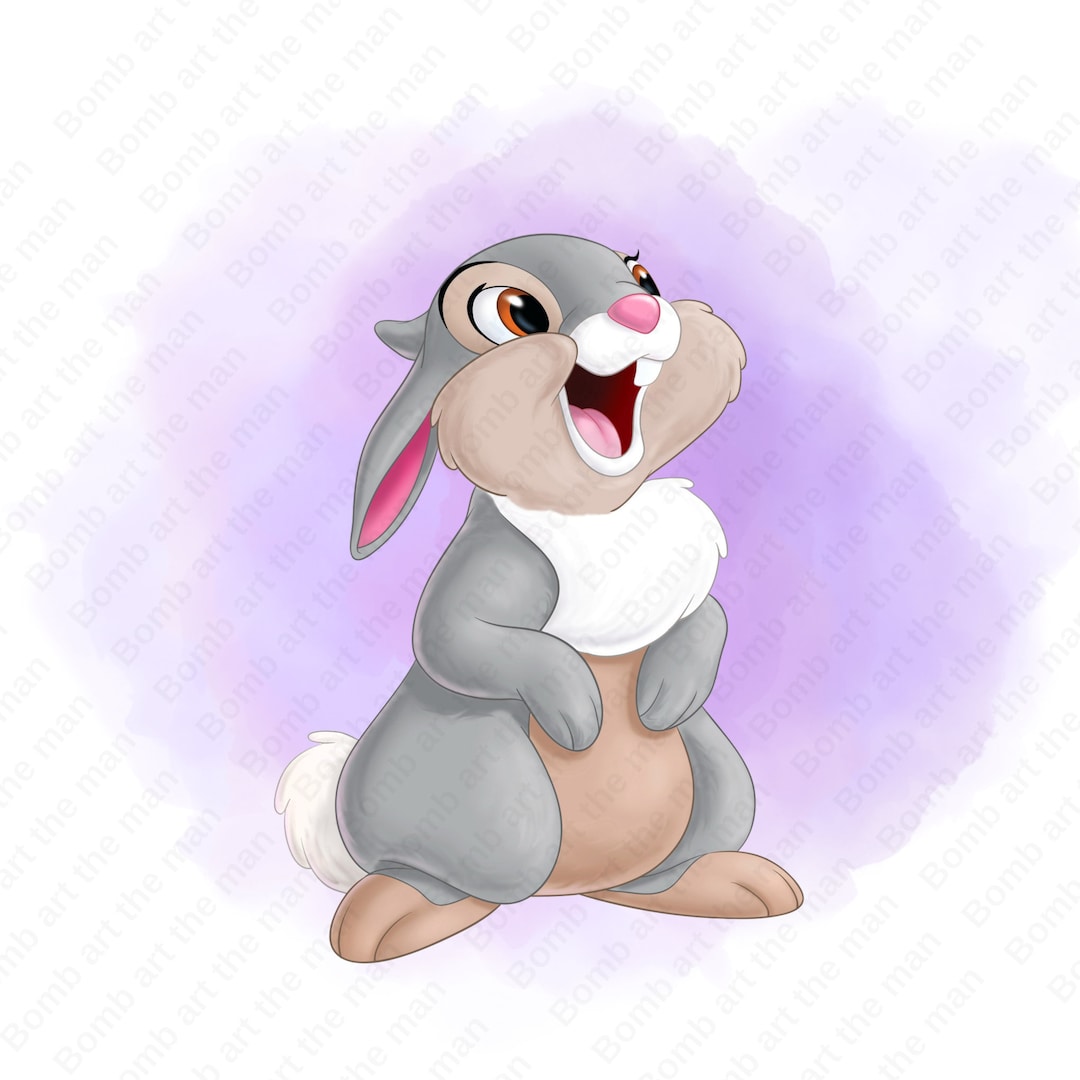 Cute Thumper Clipart, Bambi Thumper Png, Watercolor Background, Instant ...