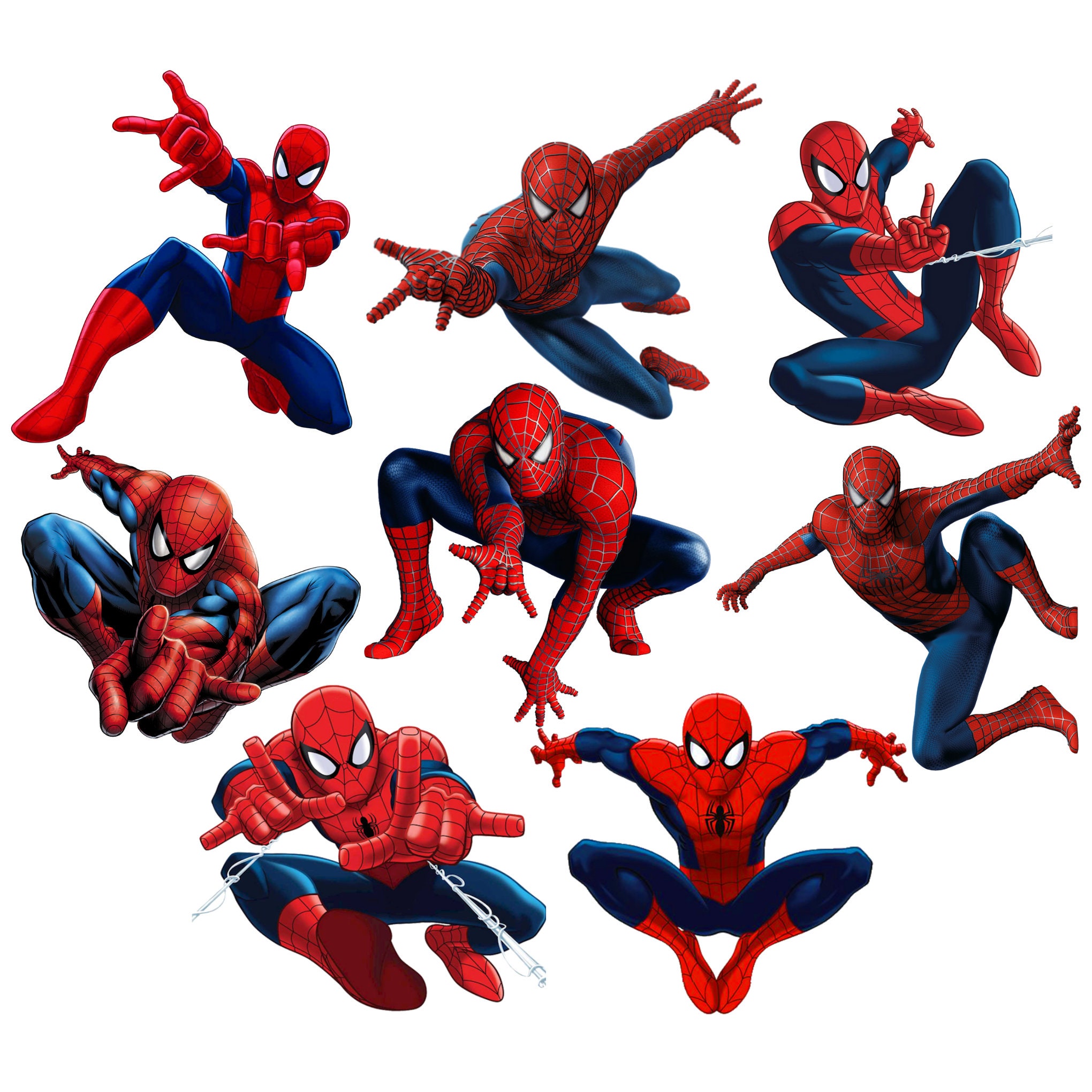 Spiderman Png Bundle, Spiderman Clipart Set, 8 Pack Png, Instant ...