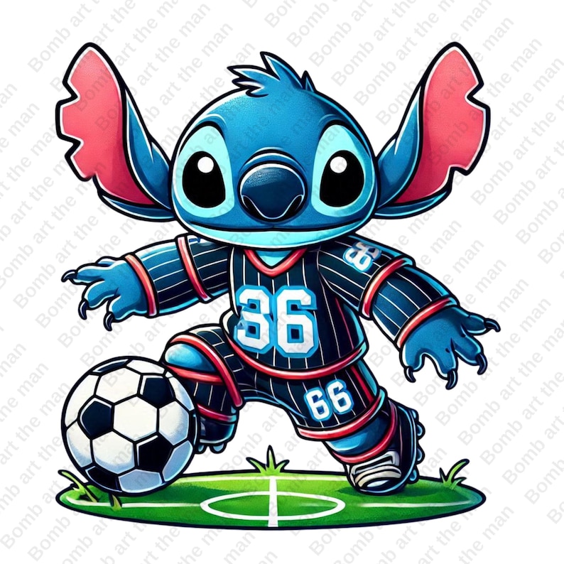 Imágenes prediseñadas de Stitch fútbol, Stitch fútbol PNG, personaje ...