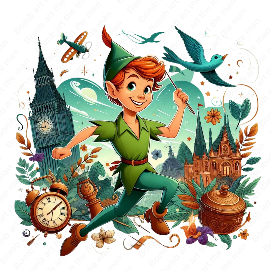 Peter Pan Clipart, Peter Pan Png, Cute Cartoon Characters, Instant ...
