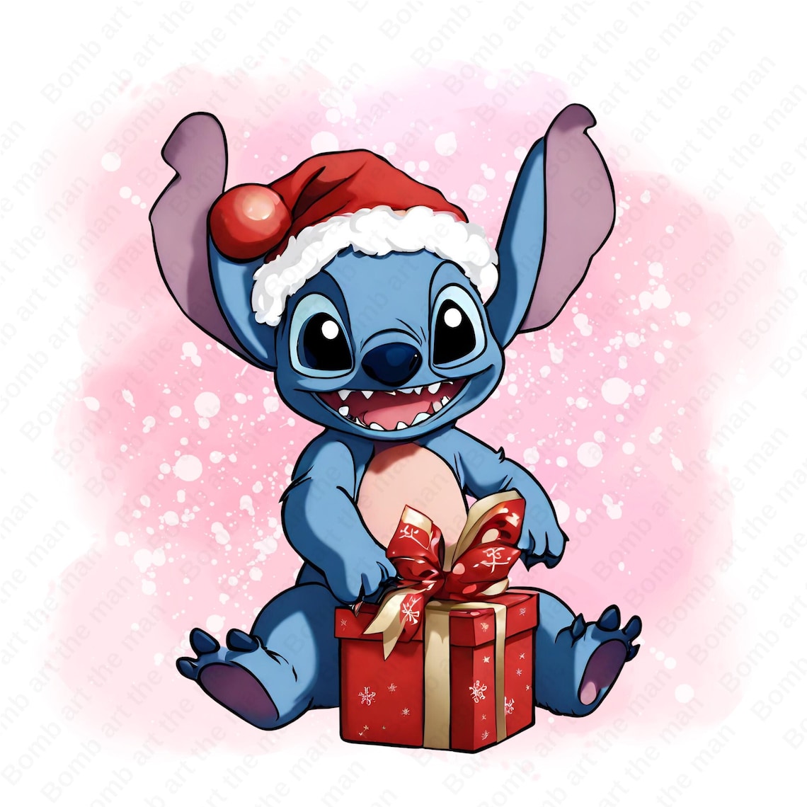 Stitch Christmas Clipart Cute Stitch Png Watercolor - Etsy