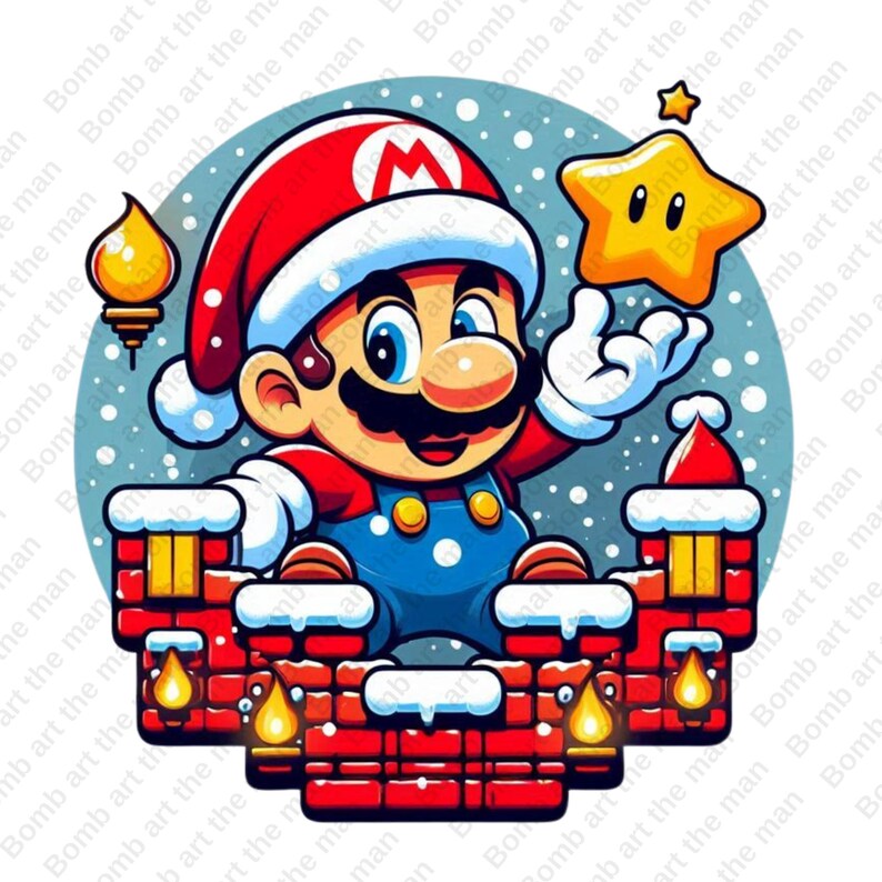 Super Mario Christmas Clipart, Super Mario Png, Merry Christmas Design ...