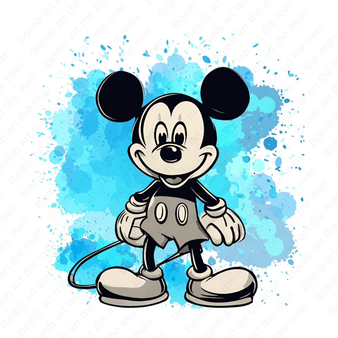 Cute Mickey Mouse Clipart, Cartoon Png, Retro Cartoon Clipart, Instant ...