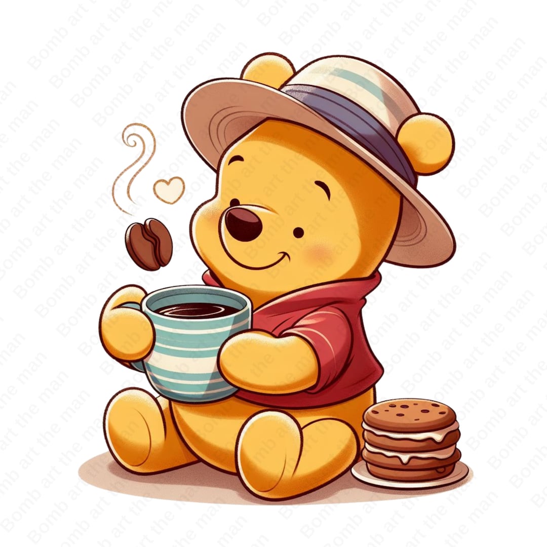 Cute Winnie the Pooh Coffee Clipart, Winnie the Pooh Coffee Png, Cute ...