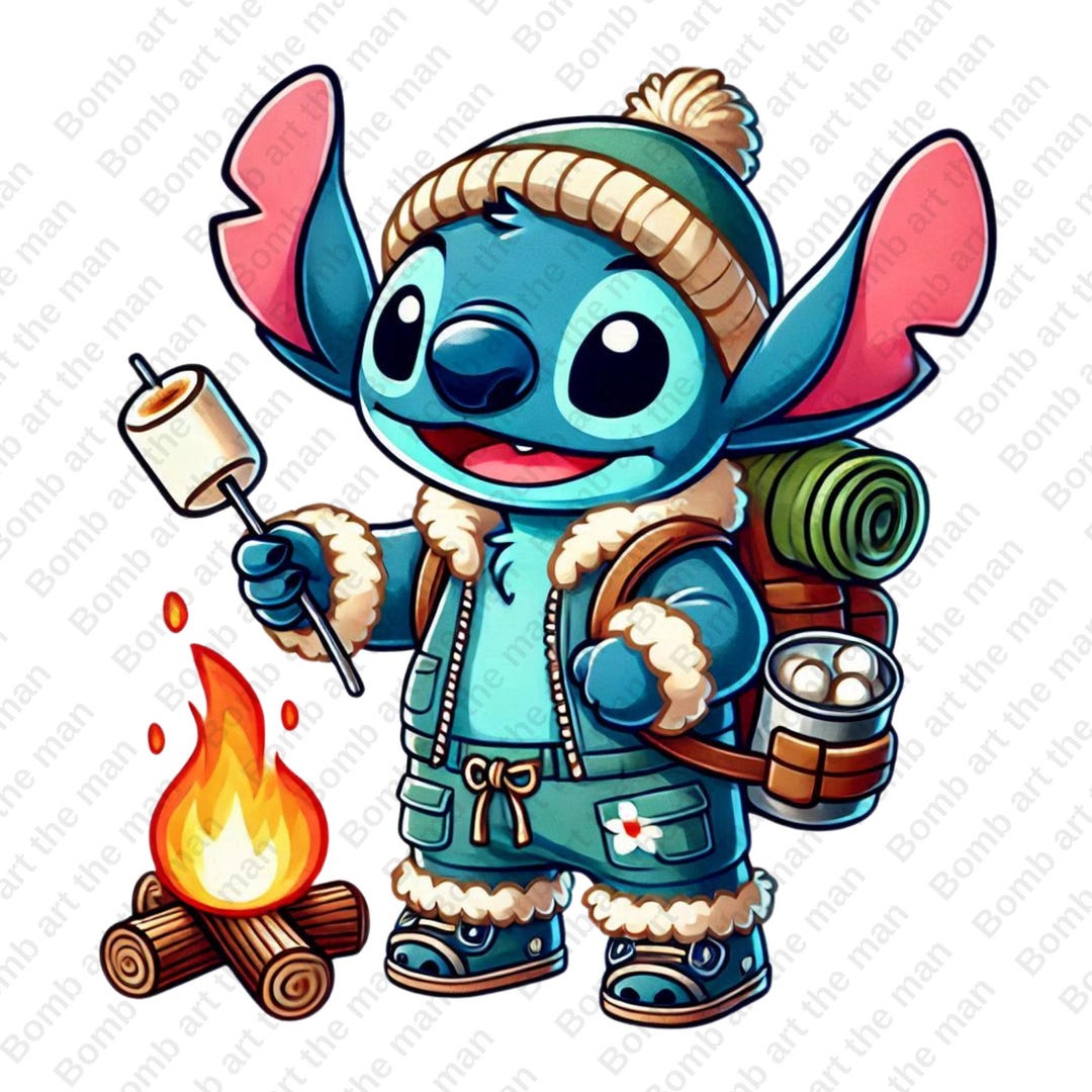 Stitch Camping Clipart, Cute Stitch Png, Cute Cartoon Character ...
