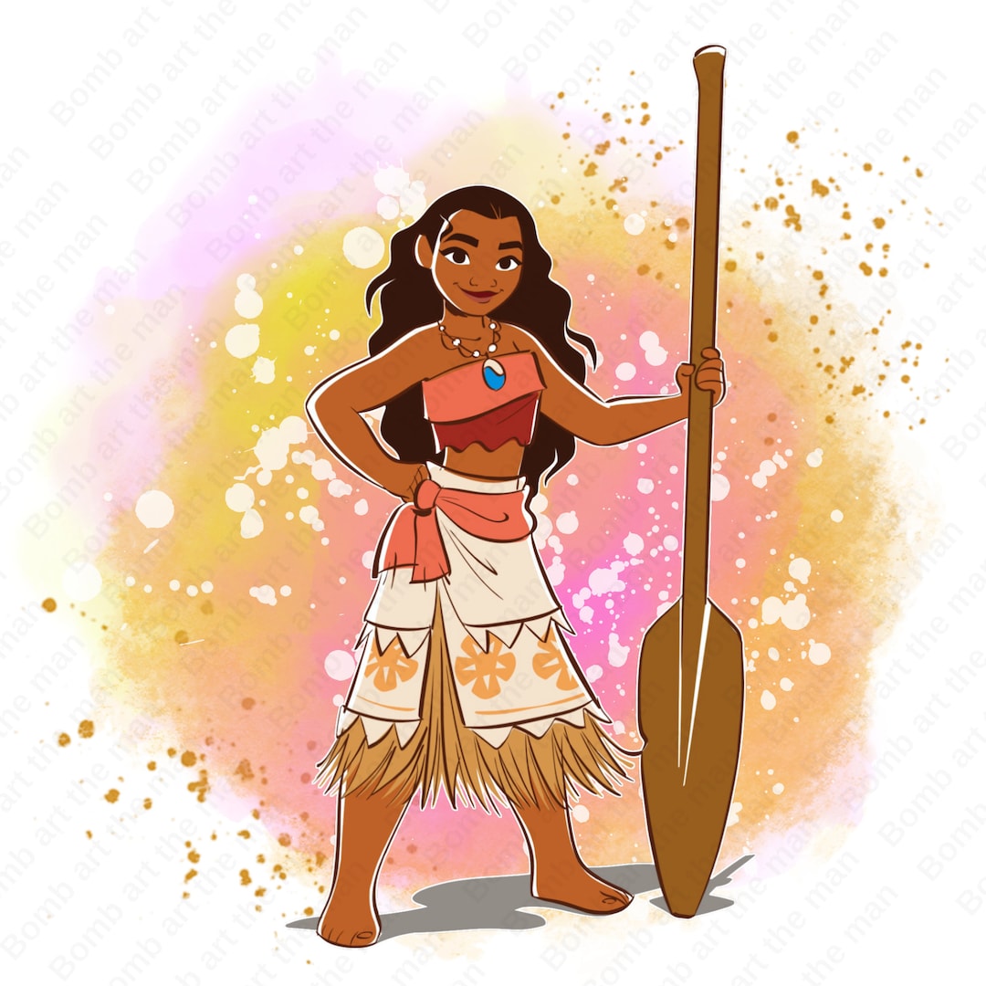 Princess Moana Clipart, Moana Png, Watercolor Background, Instant ...