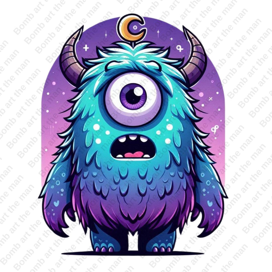 Cute Monster Clipart, Monster Png, Transparent Design, Instant Download ...