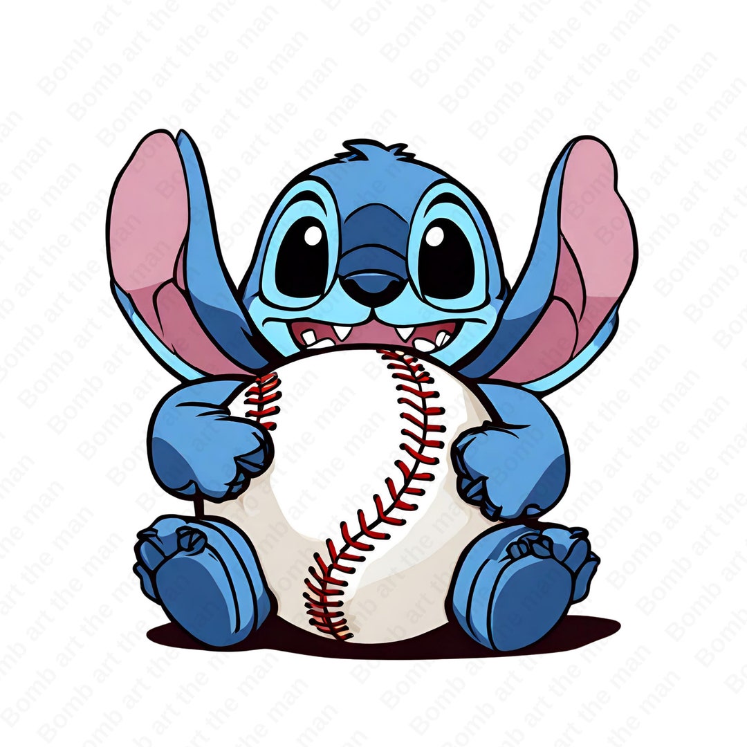 Stitch Baseball Clipart, Cute Stitch Png, Watercolor Stitch, Instant ...