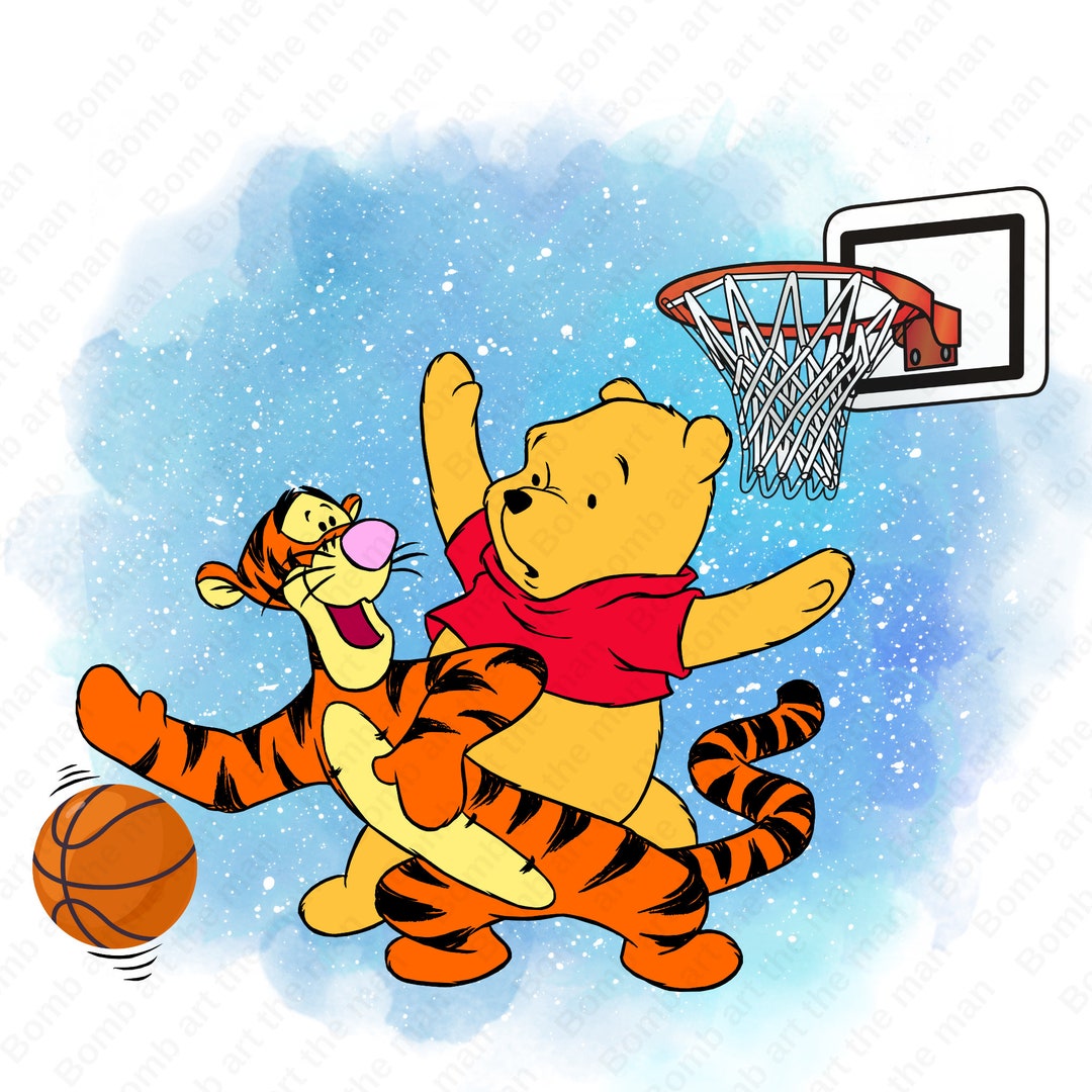 Winnie the Pooh Basketball Clipart, Tigger Png, Winnie Png, Watercolor Background, Instant ...