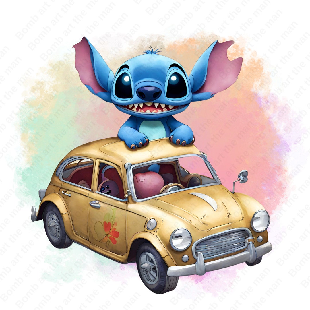 Driver Stitch Clipart, Cute Stitch Png, Watercolor Background, Instant ...