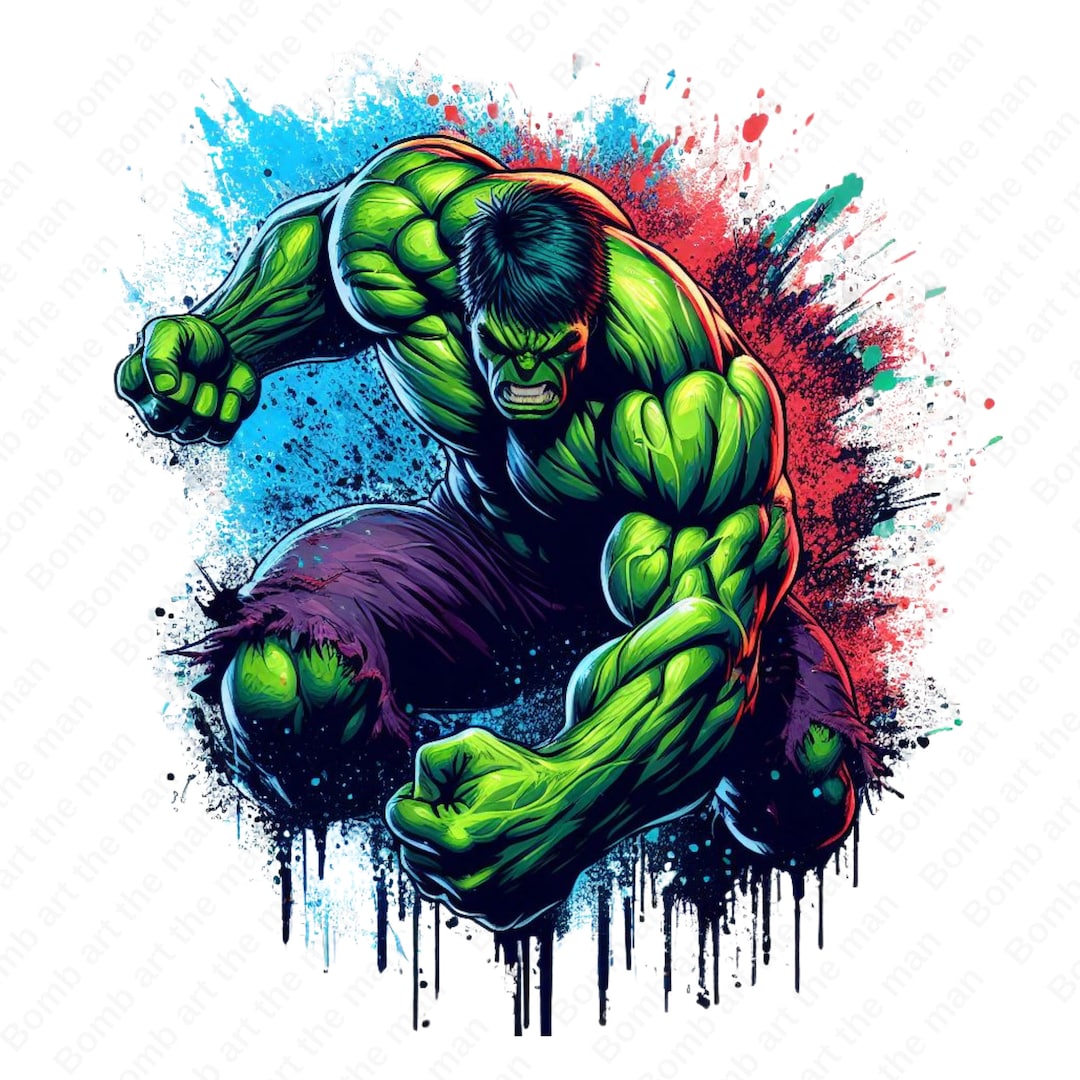 Hulk Clipart, Hulk Png, Super Hero Png, Hulk Splash Design, Instant ...