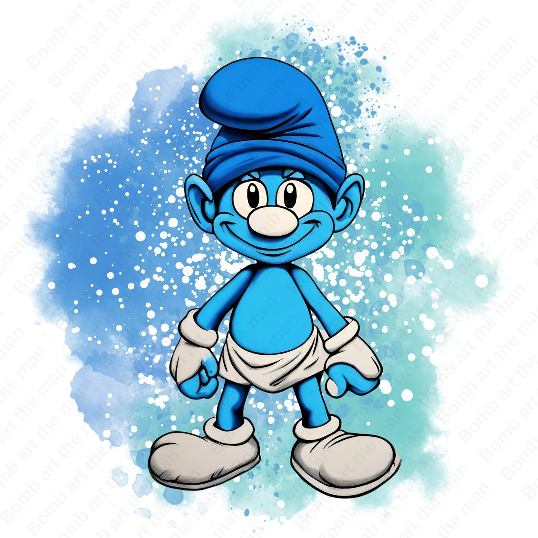 Cute Smurf Clipart Smurfs Png Watercolor Background - Etsy