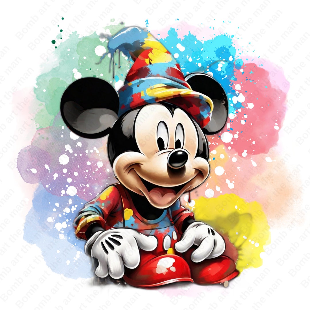 Mickey Mouse Clipart, Cute Mickey Mouse Png, Watercolor Design, Instant ...