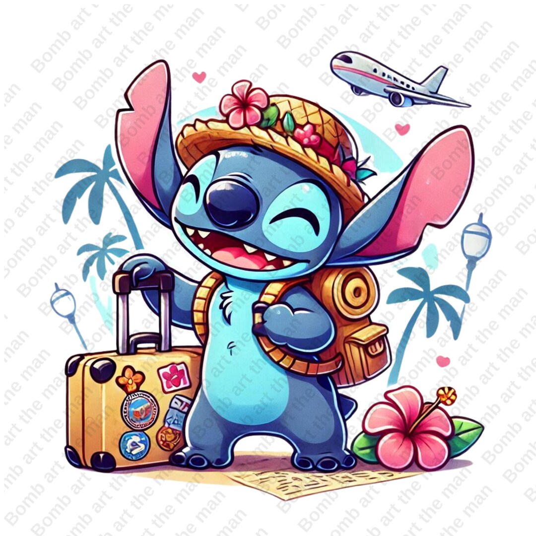 Stitch on Vacation Clipart, Traveler Stitch Png, Stitch Png ...