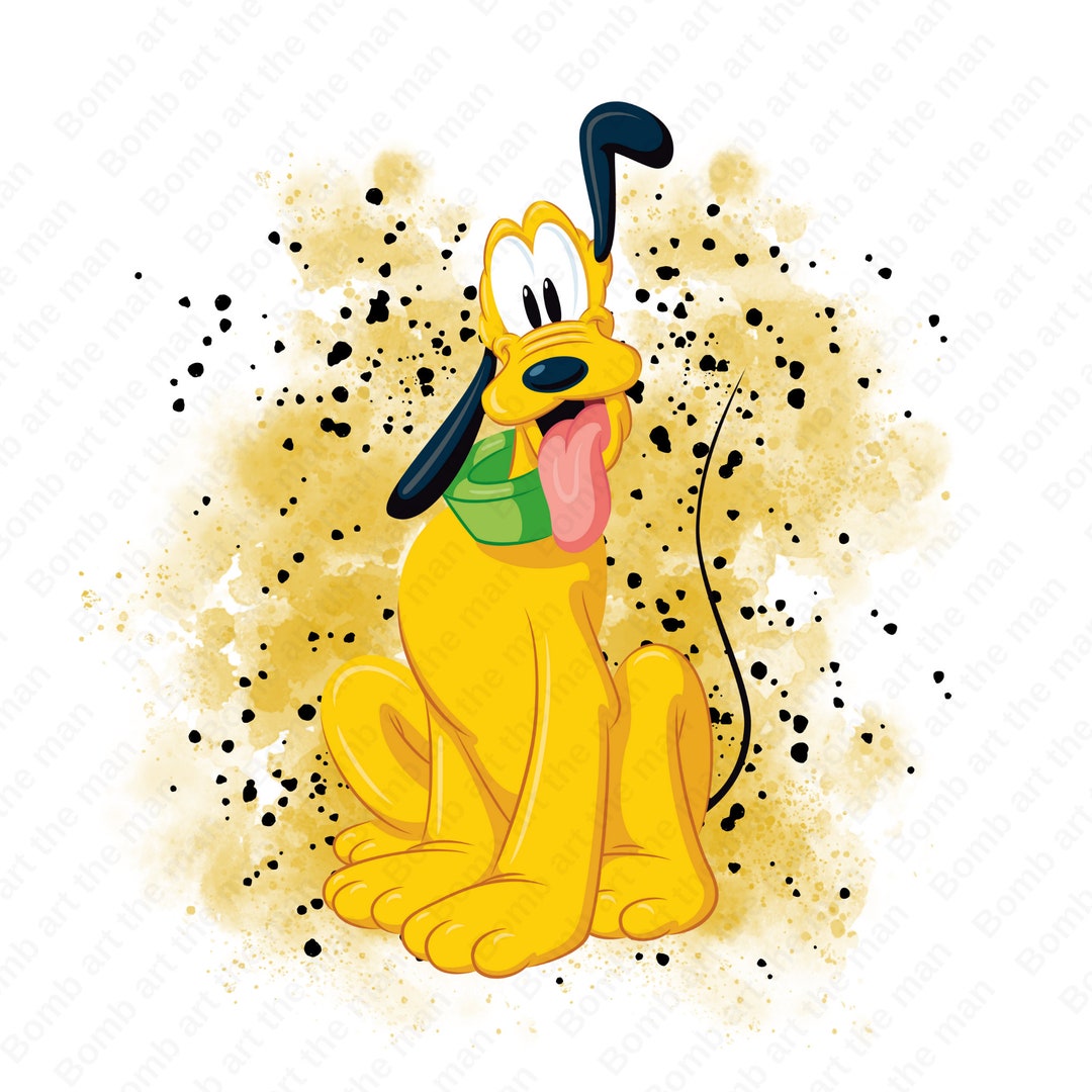 Cute Pluto Clipart, Pluto Dog Png, Watercolor Background, Instant ...