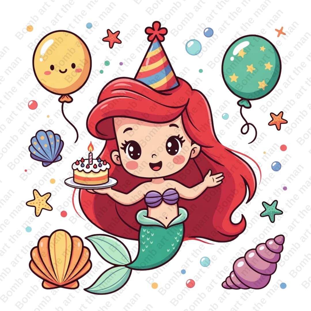 The Little Mermaid Birthday Clipart, Princess Ariel New Birthday Design ...