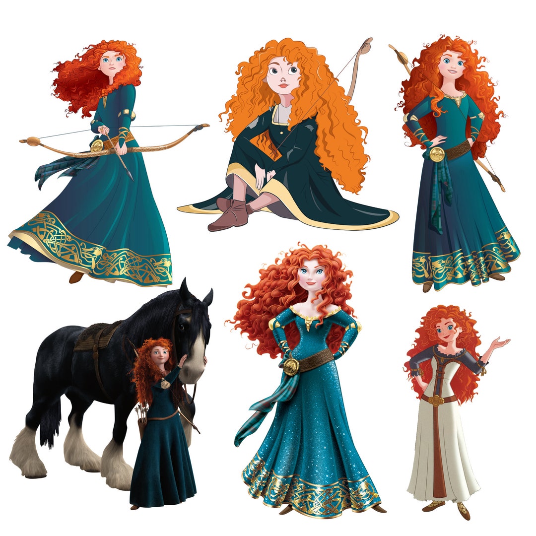Merida Png Bundle, Princess Merida, Brave Clipart, Red Hair Princess ...