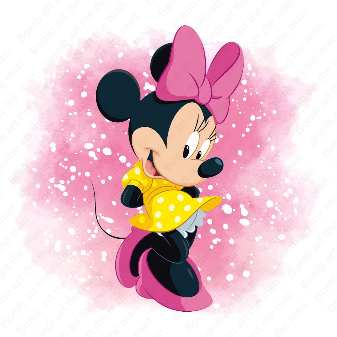 Cute Minnie Mouse Clipart, Minnie Mouse Png, Watercolor Background ...