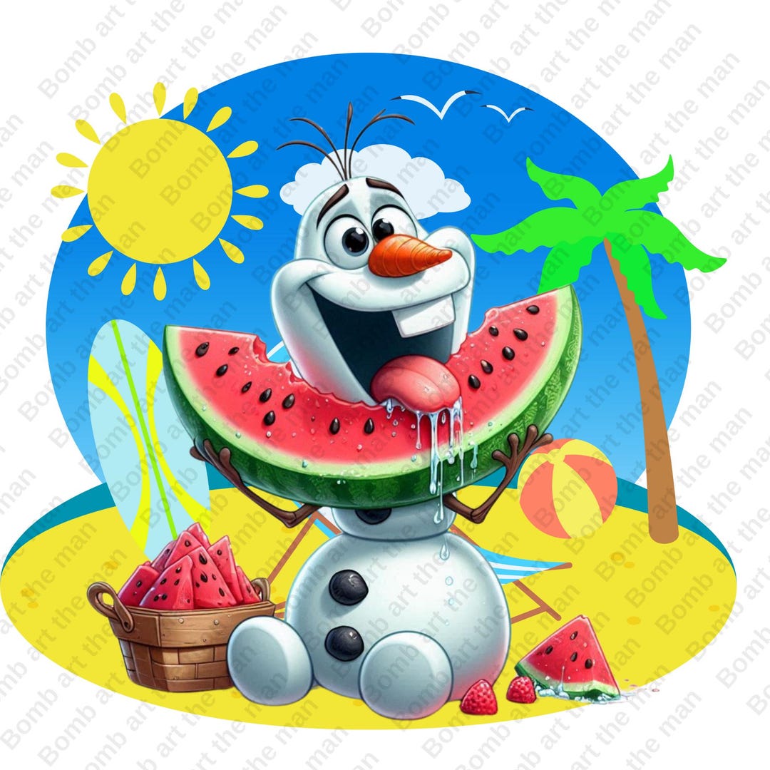 Olaf Funny Clipart, Olaf Eating Watermelon, Cute Summer Clipart, Frozen ...