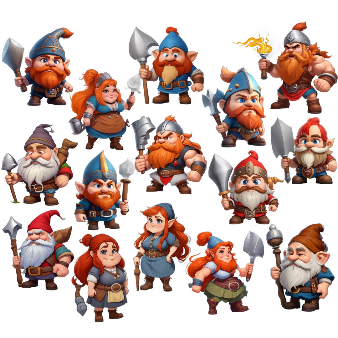 Dwarfs Png Bundle, Cute Dwarfs Clipart Set, Dwarf House Png, Dwarves ...