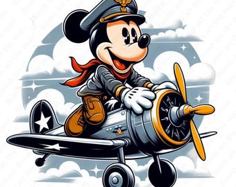 Mickey Mouse Airplane Pillot Clipart, Cute Mickey Png, Mickey Mouse Png ...