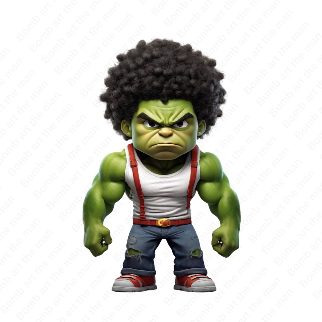 African Hulk Clipart, Cute Afro Hair Hulk Png, Transparent Design ...