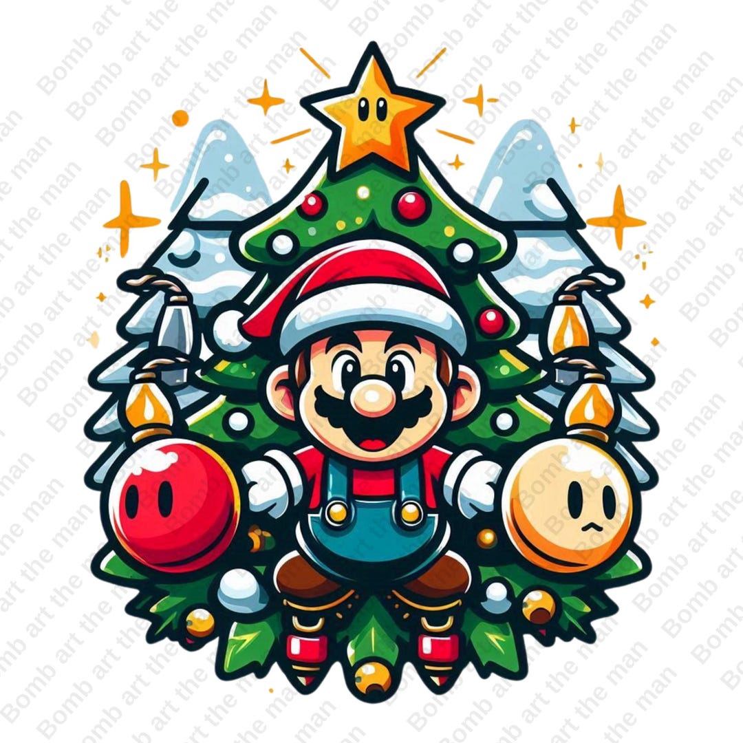 Super Mario Christmas Clipart, Super Mario Png, Merry Christmas Design ...