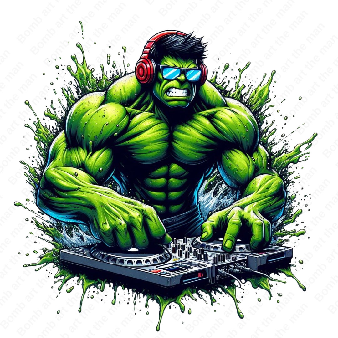 Hulk DJ Clipart, Hulk Png, Super Hero Png, Hulk Splash Design, Instant ...
