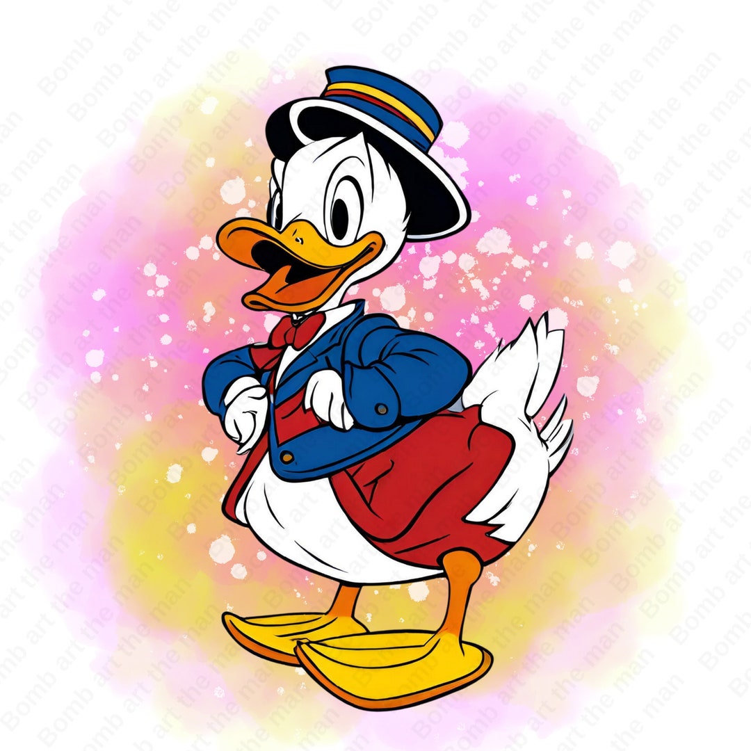 Donald Duck Png Cute Donald Duck Clipart Watercolor Background Instant Download Etsy