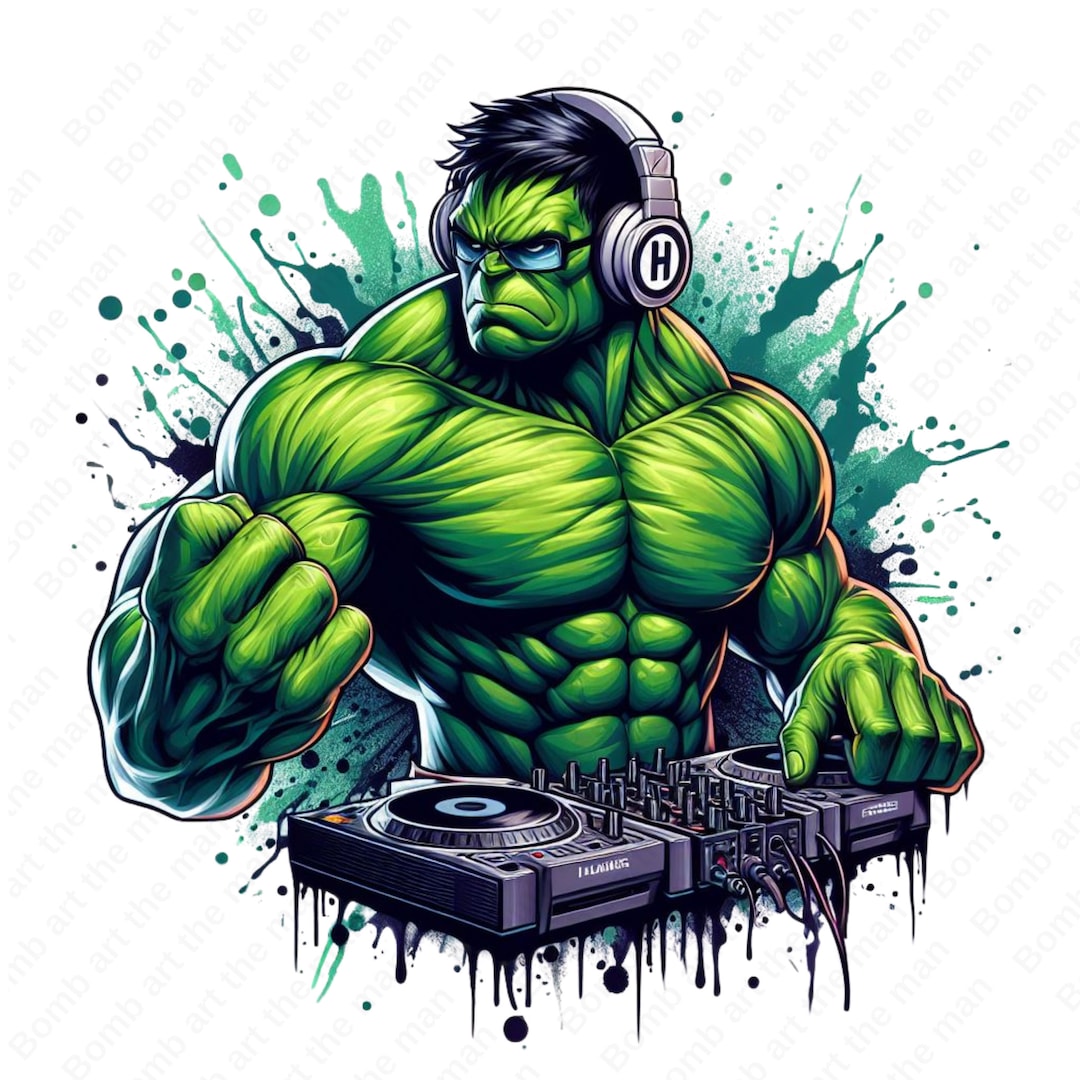 Hulk DJ Clipart, DJ Hulk Png, Super Hero Png, Hulk Splash Design ...
